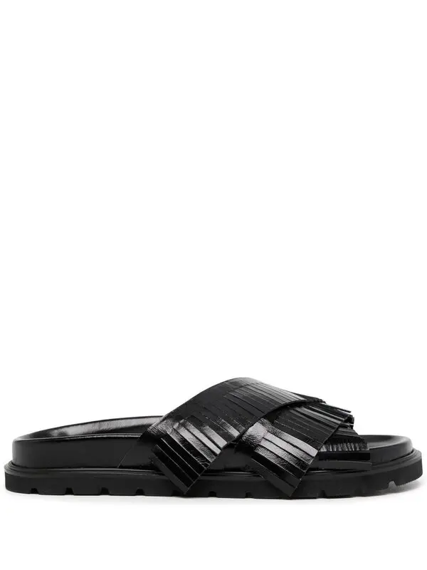 REIKE NEN Cross Fringe Mold Sandals - Black