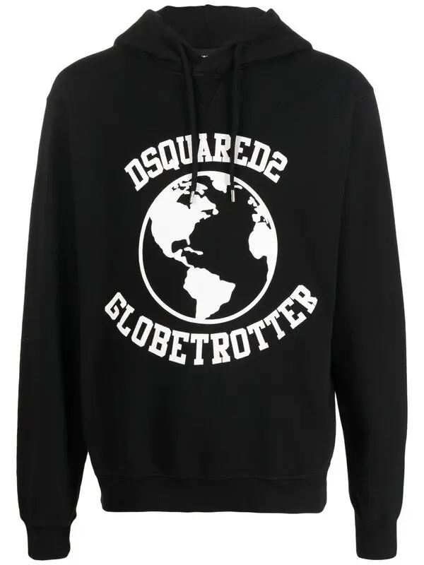 Dsquared2 Globetrotter Logo-print Hoodie - Black