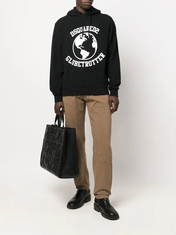 Dsquared2 Globetrotter Logo-print Hoodie - Black