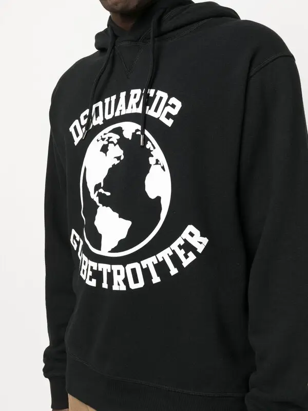 Dsquared2 Globetrotter Logo-print Hoodie - Black