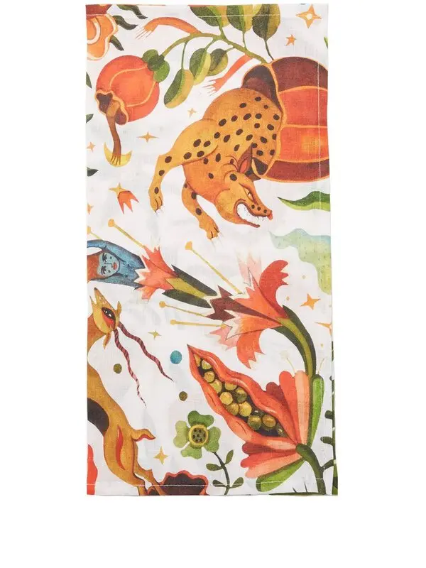 La DoubleJ Jungle Book Set Of Two Large Napkins - White