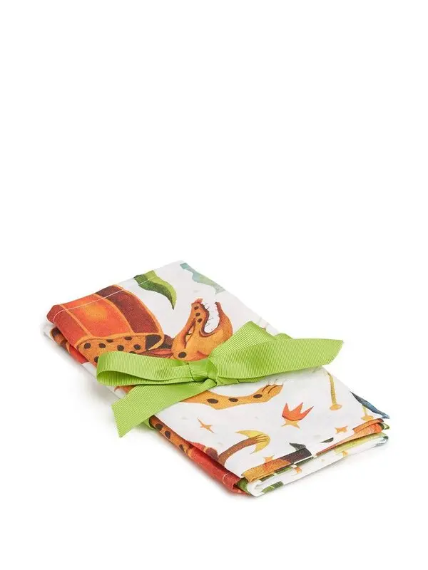 La DoubleJ Jungle Book Set Of Two Large Napkins - White