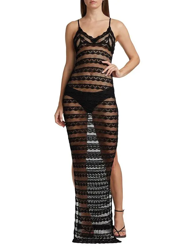 AYA MUSE Elm Crocheted Cotton-blend Maxi Dress Size