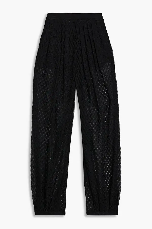 Missoni Pleated Crochetknit Tapered Pants - Black