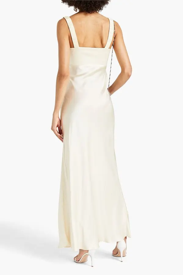 NICHOLAS Gathered Silksatin Maxi Dress - Cream