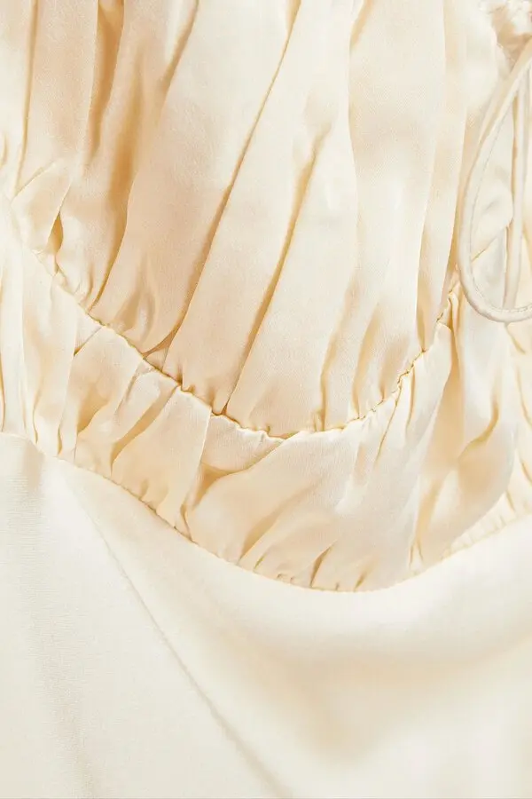 NICHOLAS Gathered Silksatin Maxi Dress - Cream