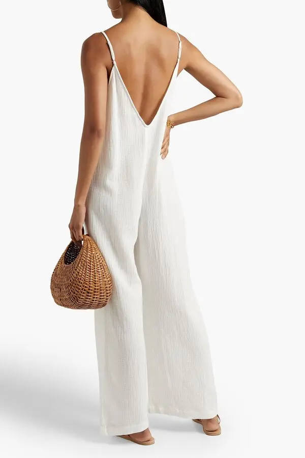 Onia Cottongauze Wideleg Jumpsuit - White