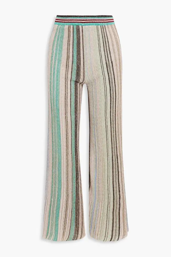 Missoni Metallic Striped Crochetknit Wideleg Pants - Multicolor