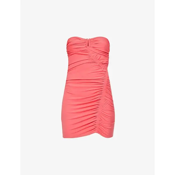 SELF-PORTRAIT Strapless Ruched Stretch-woven Mini Dress