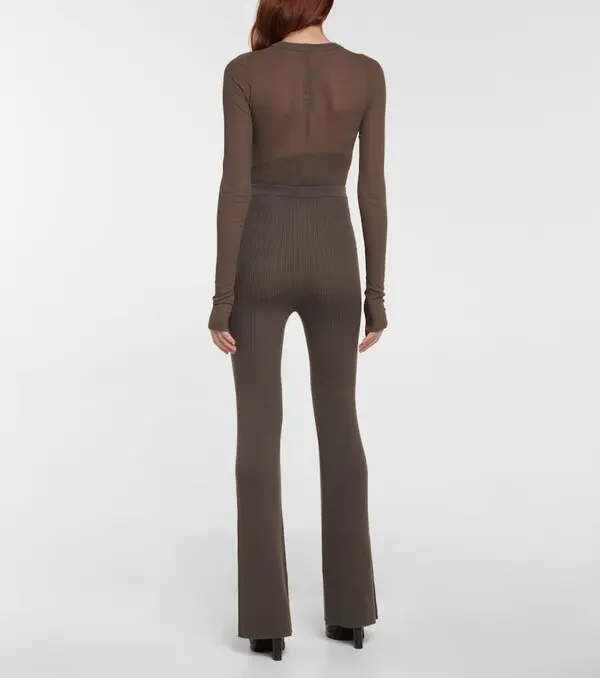 Rick Owens Rib-knit Wool-blend Pants - Brown