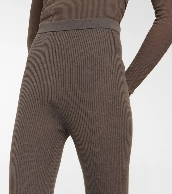 Rick Owens Rib-knit Wool-blend Pants - Brown