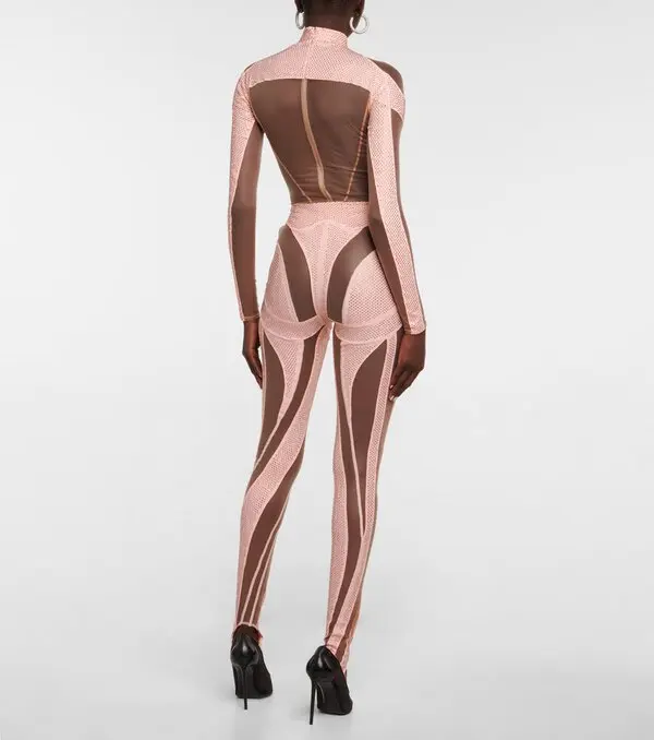 MUGLER Paneled Stirrup Leggings - Pink