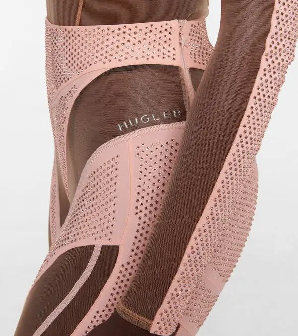 MUGLER Paneled Stirrup Leggings - Pink