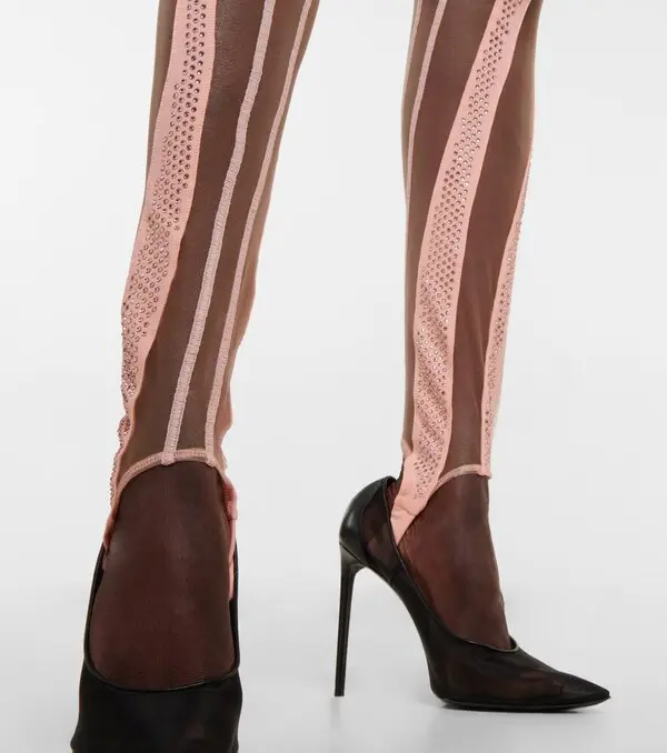 MUGLER Paneled Stirrup Leggings - Pink