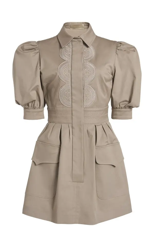 elie saab short dresses Elie Saab Gabardin Mini Dress - Neutral