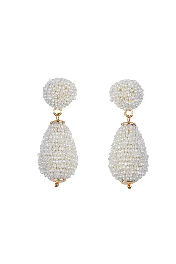 KENNETH JAY LANE Seed Bead Drop Earrings - White
