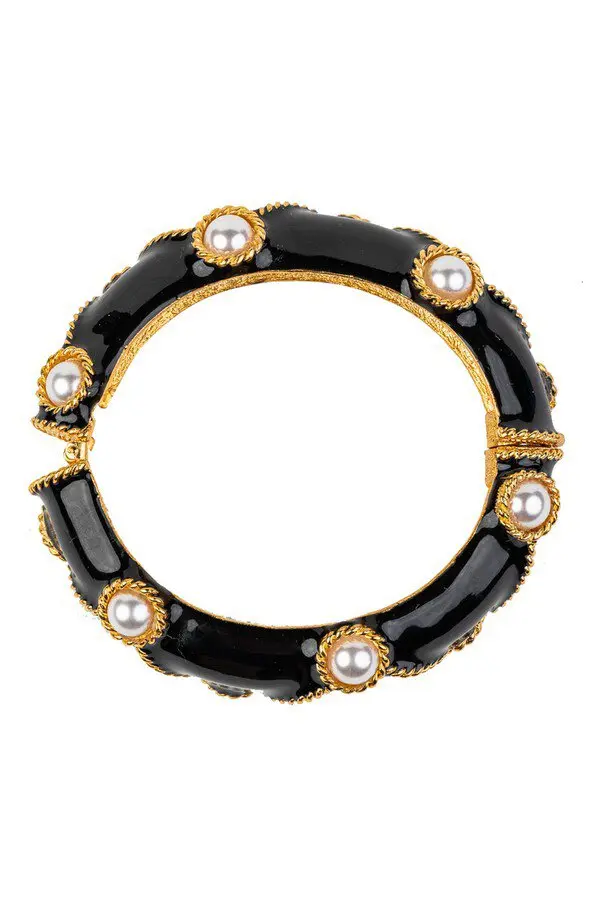 KENNETH JAY LANE Bracelet With Pearl Cabochons - Black