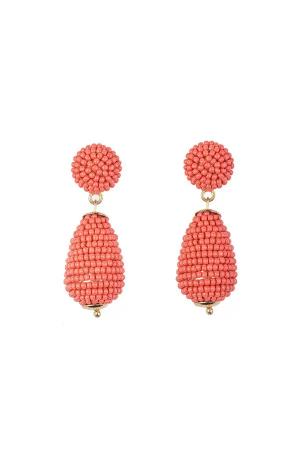 KENNETH JAY LANE Seed Bead Drop Earrings - Coral
