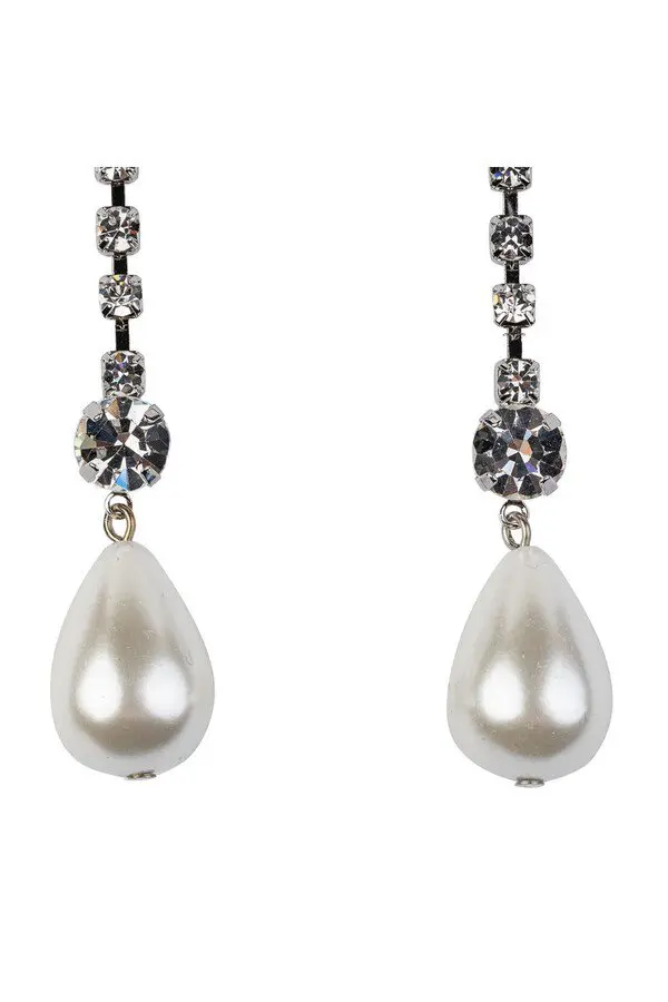 KENNETH JAY LANE Pearl Teardrop Rhinestone Dangle Earrings
