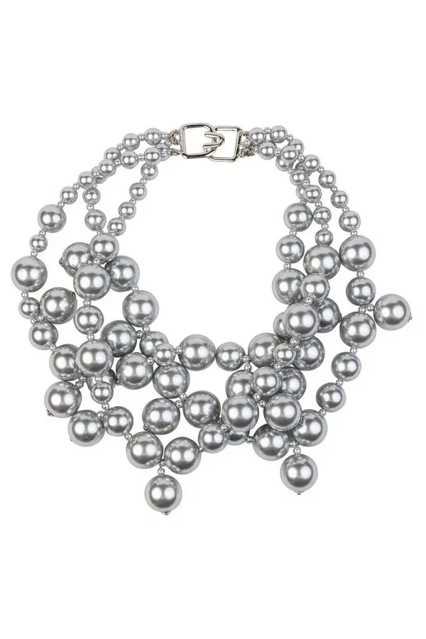 KENNETH JAY LANE Pearl Cluster Necklace - Grey
