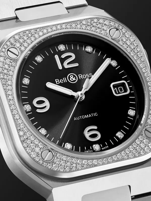 BELL & ROSS Br 05 Automatic 40mm Stainless Steel And Diamond Watch - Black