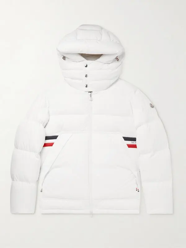 Moncler Fleole Logo-print Striped Quilted Hooded Down Jacket