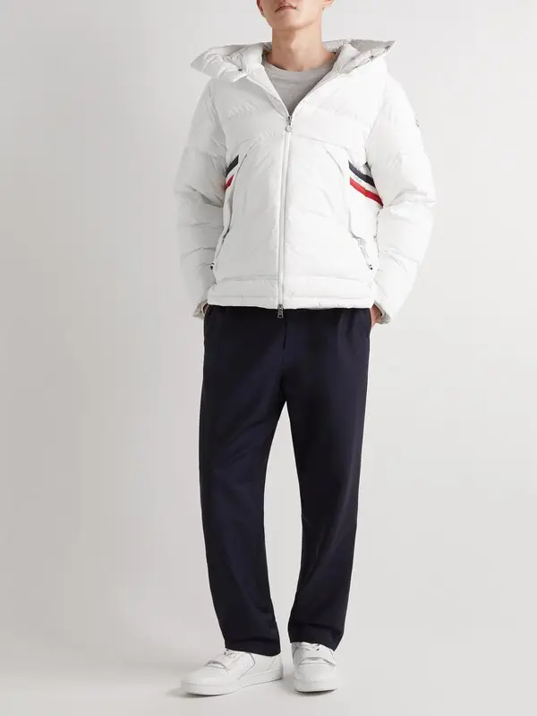 Moncler Fleole Logo-print Striped Quilted Hooded Down Jacket
