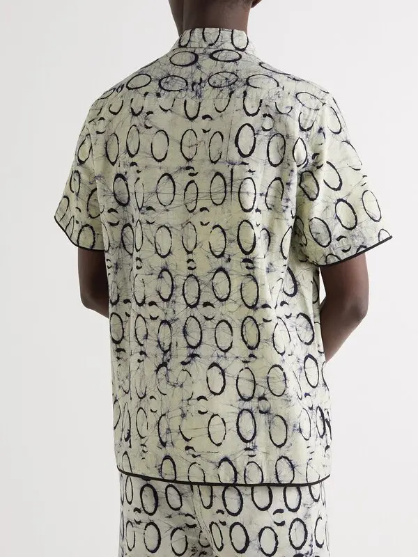 OBIDA Twill-trimmed Printed Cotton-poplin Shirt