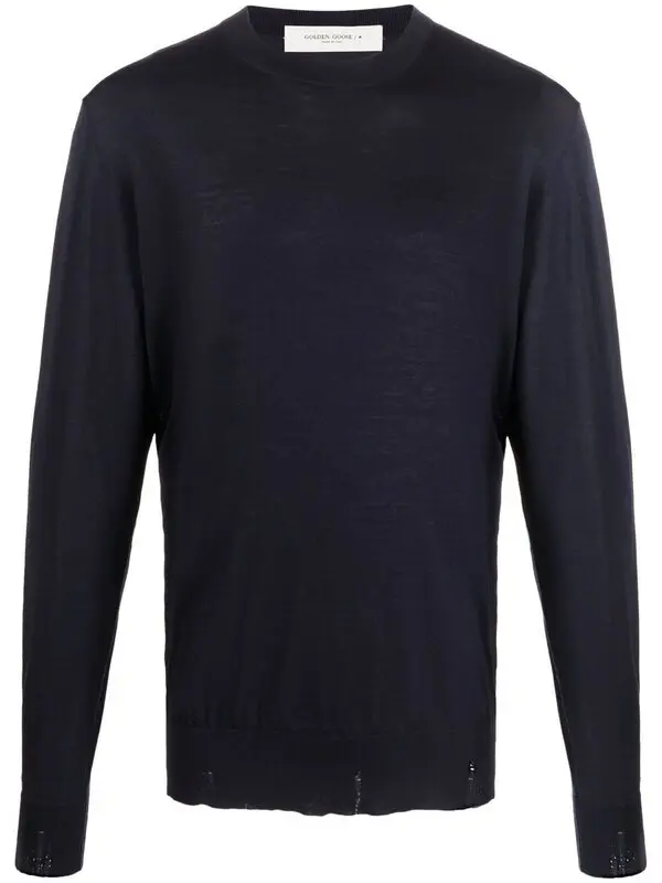 GOLDEN GOOSE Logo-patch Wool Jumper - Blue