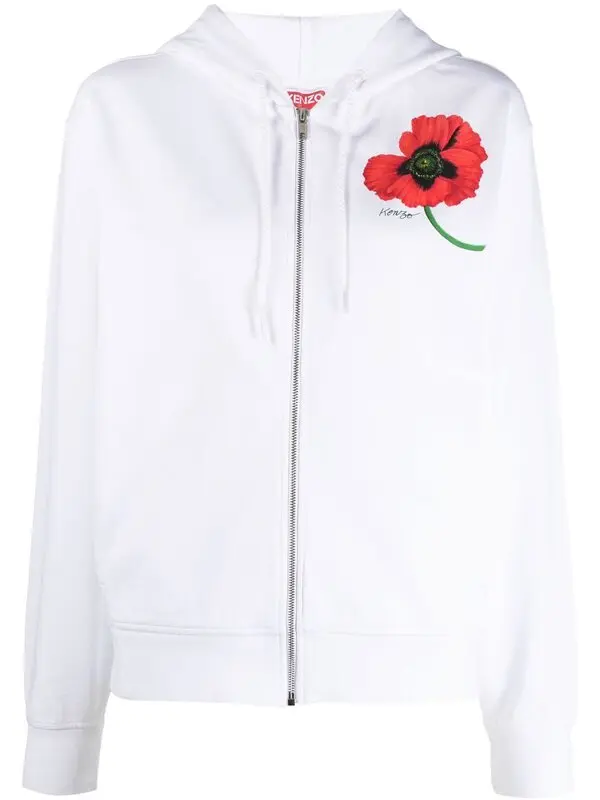 Kenzo Boke Flower Zip-up Hoodie - White