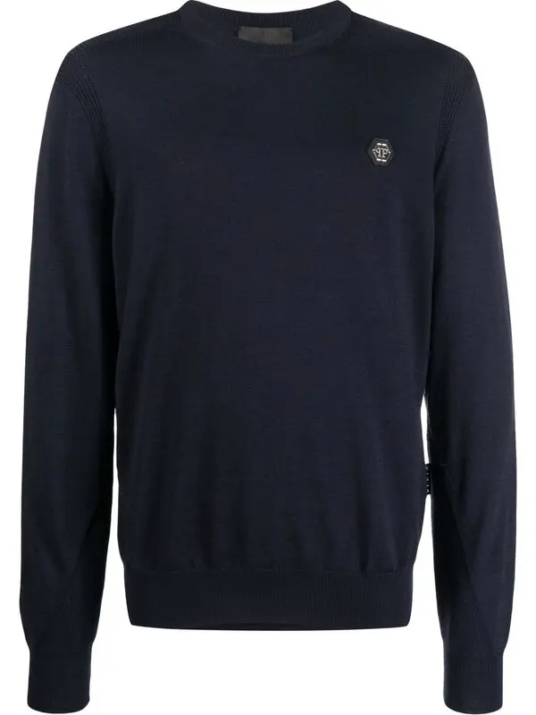 Philipp Plein Logo Patch Merino Wool Jumper