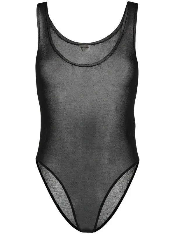 Saint Laurent Sleeveless Sheer-knit Bodysuit