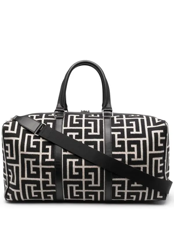 Balmain Voyage Monogram-jacquard Duffle Bag - Black