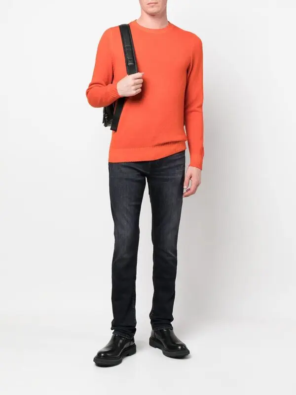 Malo Round-neck Knit Jumper - Orange