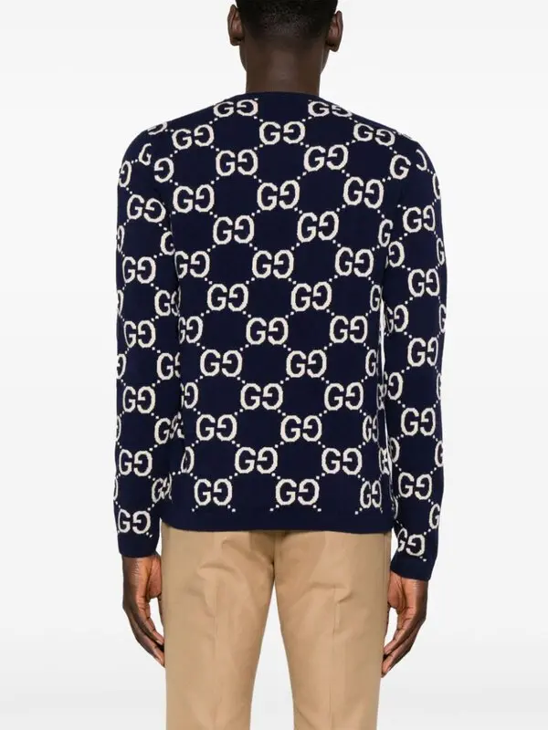 Gucci Gg-Jacquard Wool Jumper Blue Editorialist