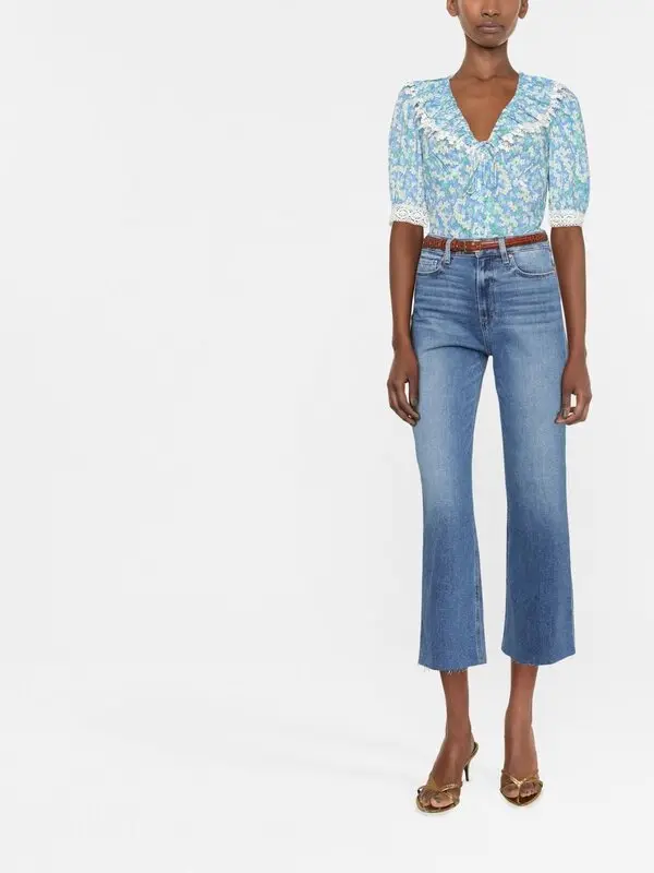 Paige Anessa Cropped Wide-leg Jeans - Blue