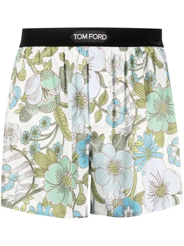 TOM FORD Floral Print Boxers - Neutrals