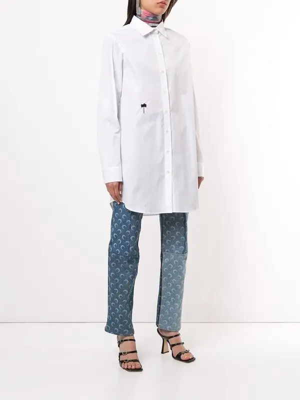 Palm Angels Palm-tree Motif Long-line Shirt