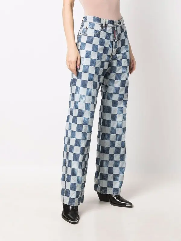 Dsquared2 Checked Wide-leg Jeans