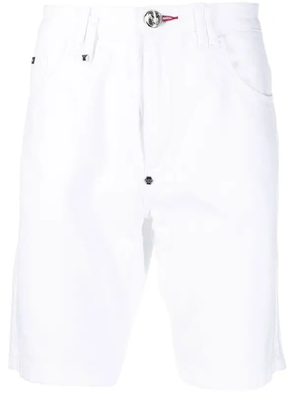 Philipp Plein Knee-length Denim Shorts - White