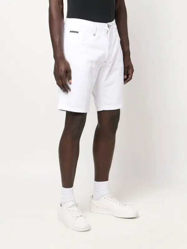Philipp Plein Knee-length Denim Shorts - White