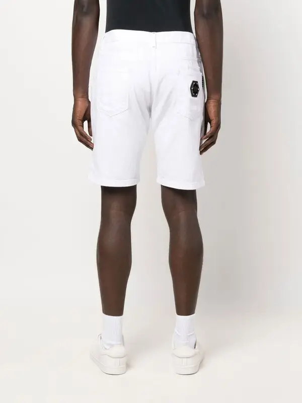 Philipp Plein Knee-length Denim Shorts - White