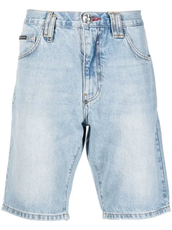 Philipp Plein Knee-length Denim Shorts - Blue