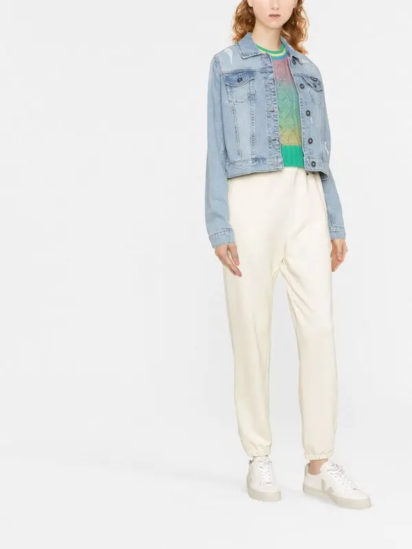 Dkny Ripped Denim Cropped Jacket