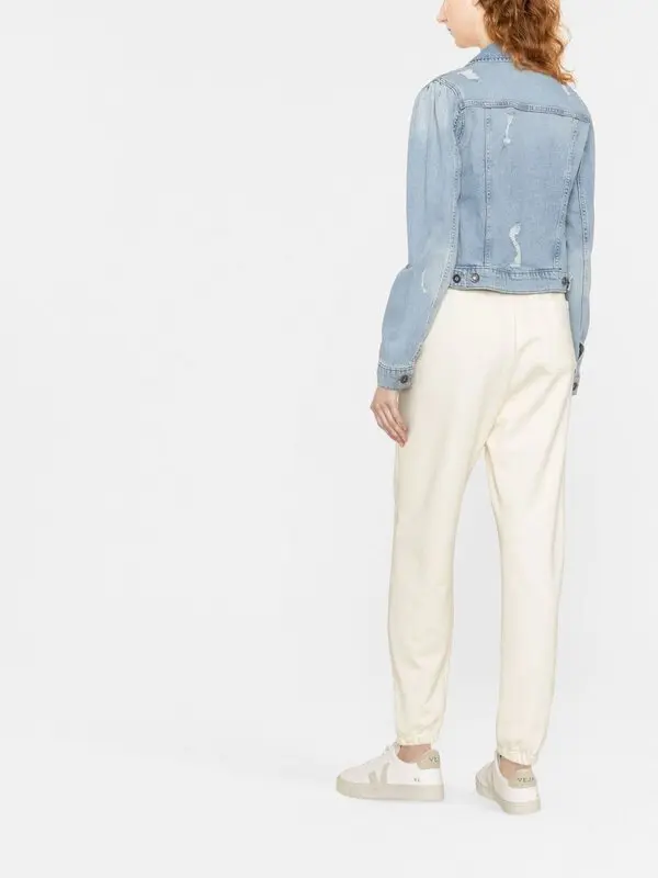 Dkny Ripped Denim Cropped Jacket