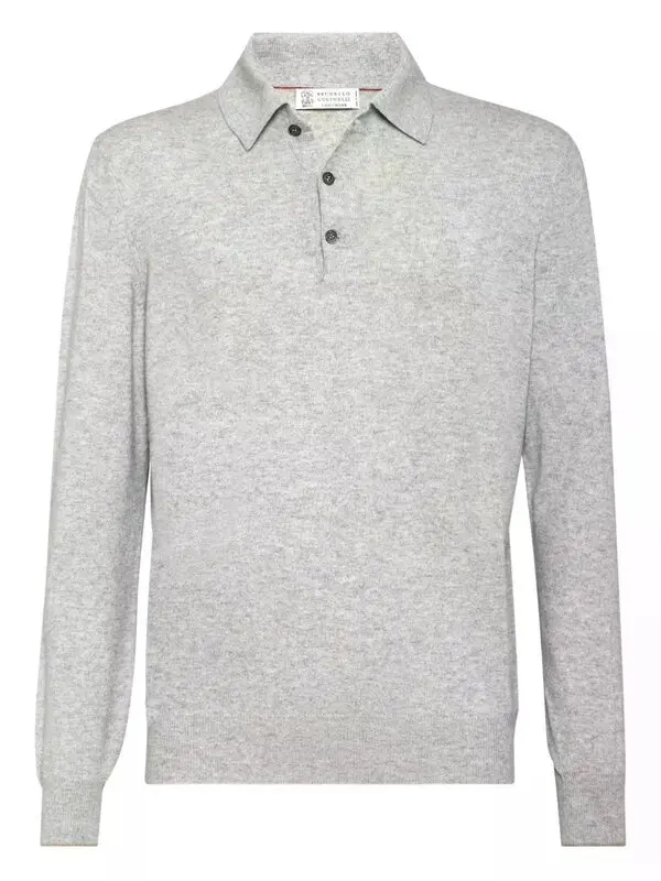 Brunello Cucinelli Long-sleeve Cashmere Polo Shirt - Grey