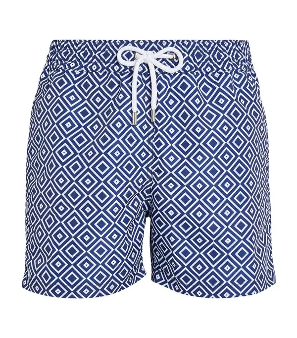 Frescobol Carioca Patterned Angra Swim Shorts - Navy