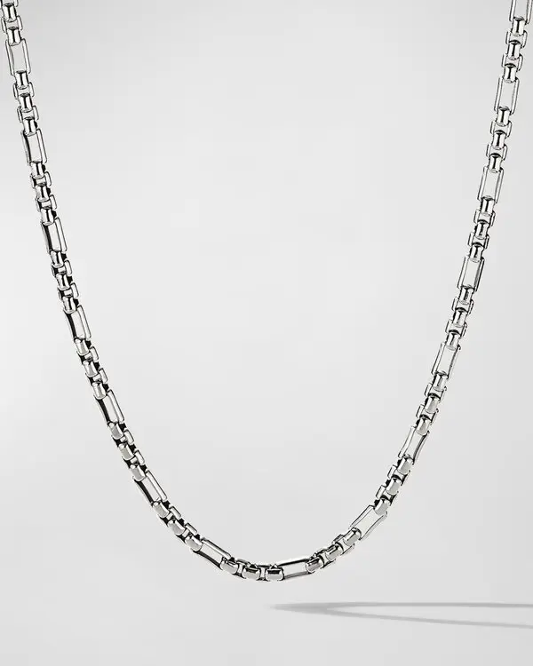 David Yurman 3mm Open Station Box Chain Necklace - Silver