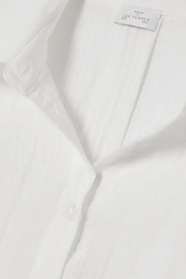 Pour Les Femmes Net Sustain Angel Crinkled Cotton-gauze Pajama Set