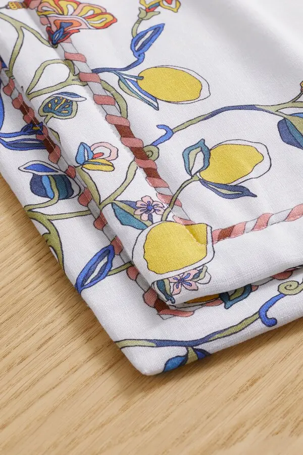 La DoubleJ Set Of Two Printed Linen Placemats - White
